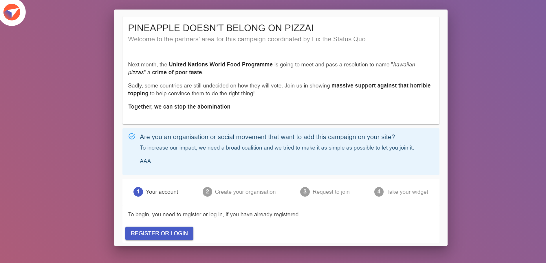 Joining a Campaign - Fix The Status Quo